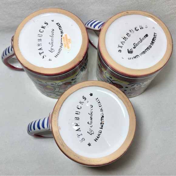 Starbucks | Kitchen | Starbucks Sambuco Pottery 3 Mug Set Deruta Style ...